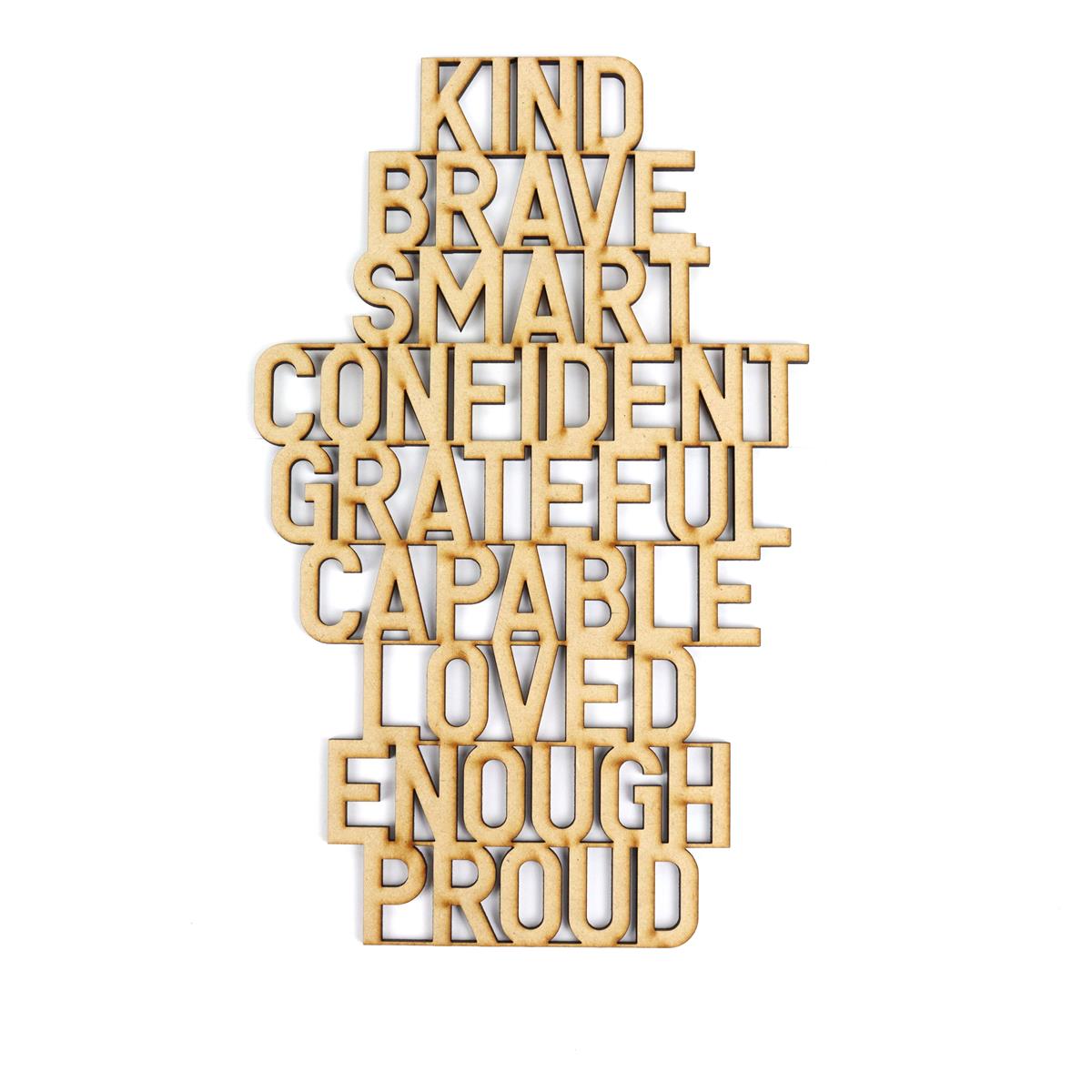 MDF Affirmation - 9 Inspirational words plaque | HobbyMaker