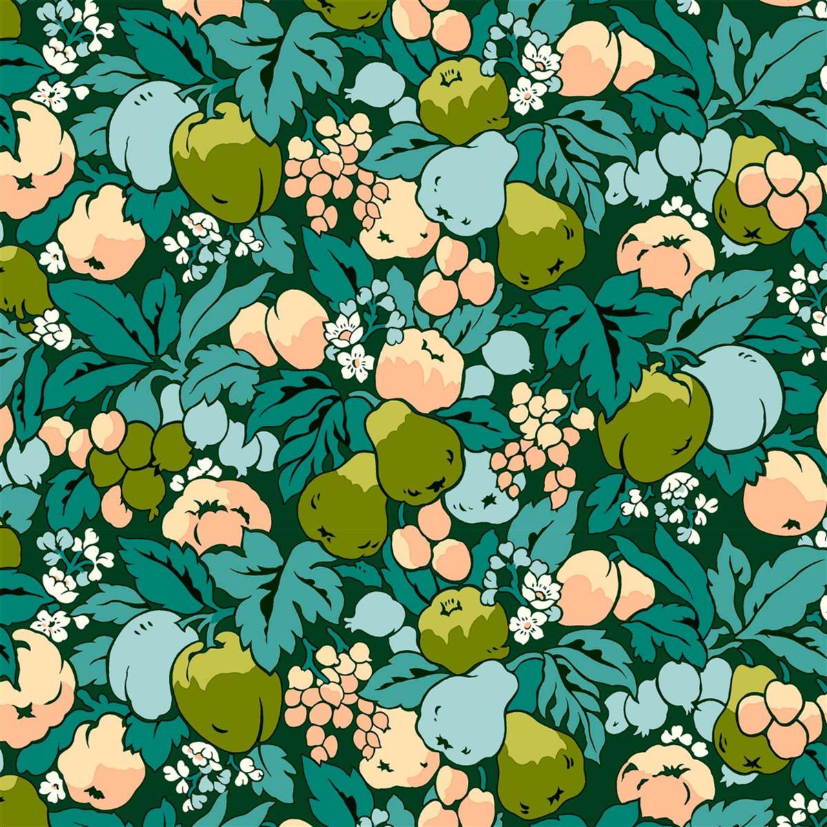 Liberty Tree of Life Collection Orchard Harvest Green Fabric 0.5m ...