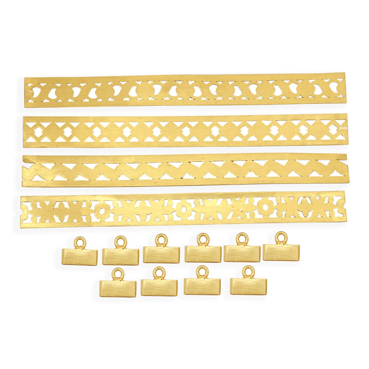 Set of 4 Designs Gold Plated Base Metal Decorative strip Project With ...