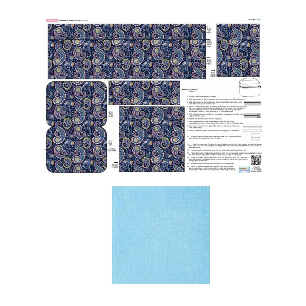 Handmade By Hayley Paisley Print Grab & Go Bag Kit: Panel (70 x 52cm ...