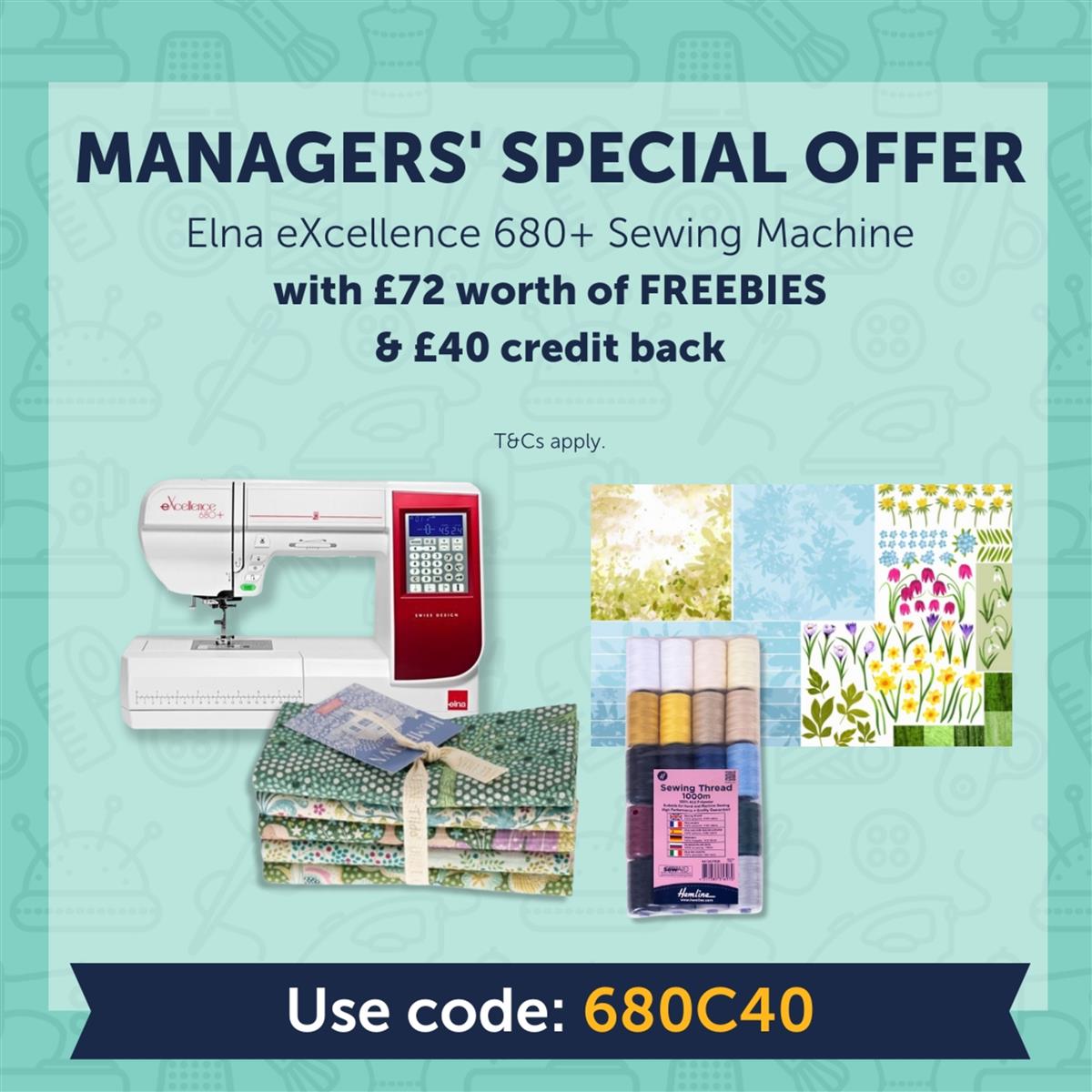 Managers' Special Offer Elna eXcellence 680+ Sewing Machine Bundle: £72 ...