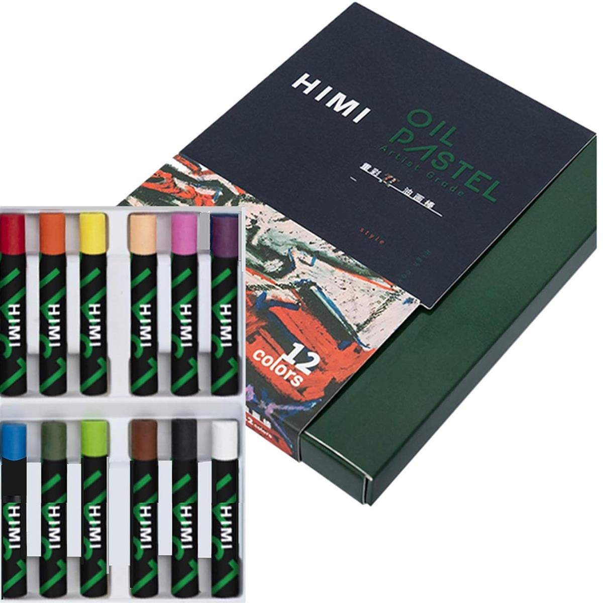 HIMI II Series Colour Oil Pastels, 12 Colours | HobbyMaker