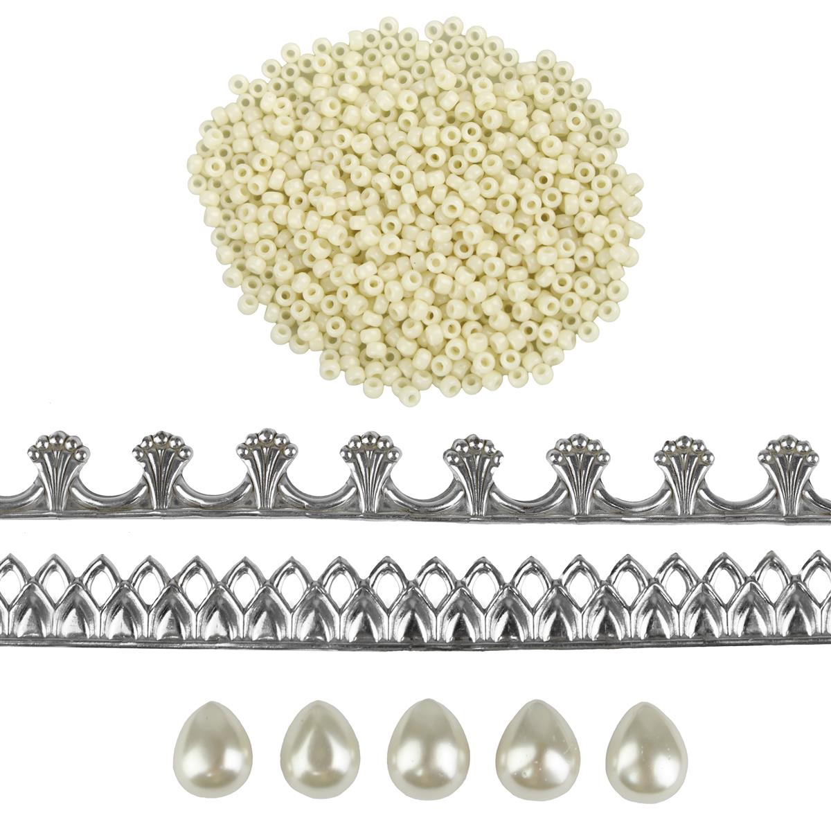 Silver Plated Base Metal Gallery Wire, White Cabochon Shell Pearl ...