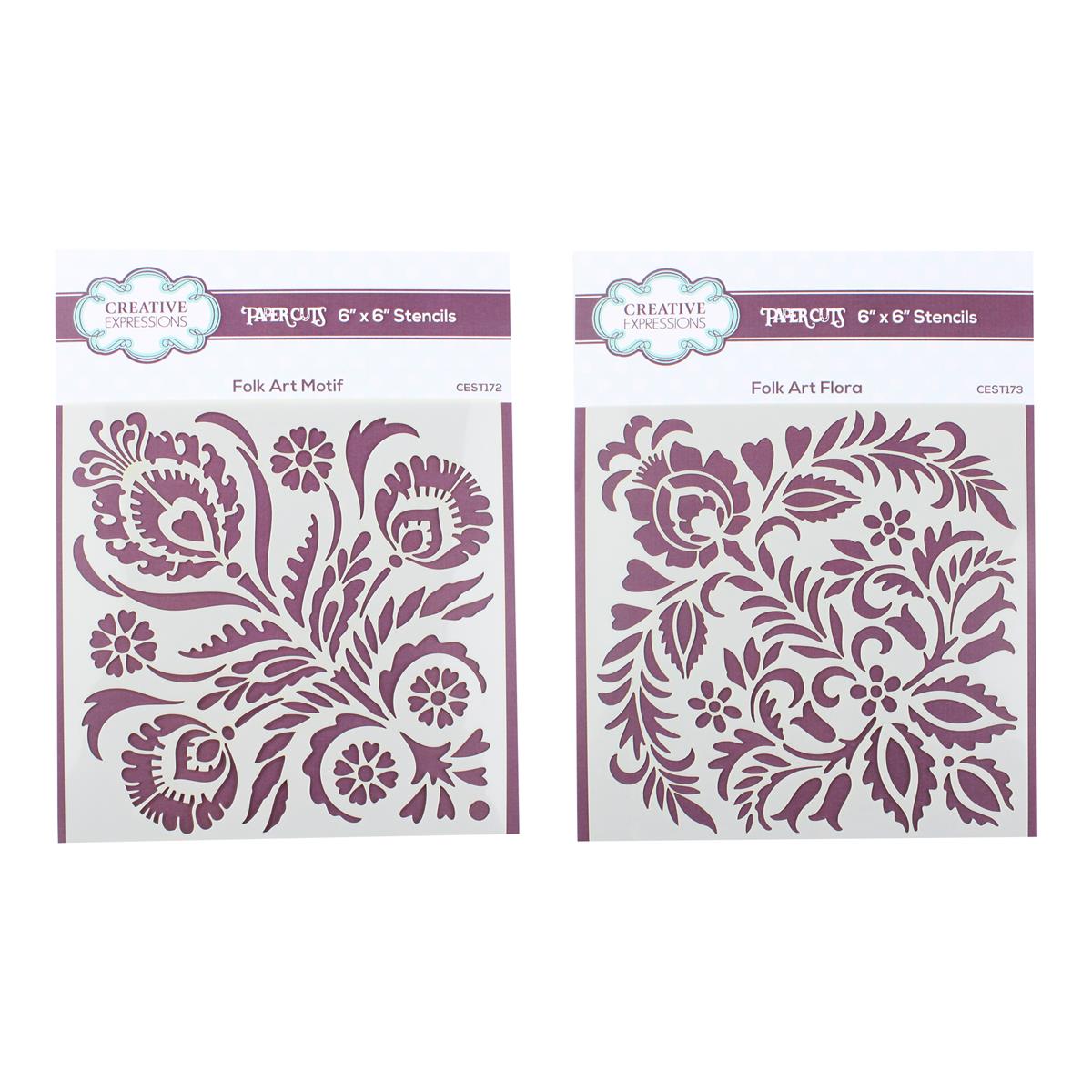 Creative Expressions Folk Art Stencils- Set of 2 | HobbyMaker