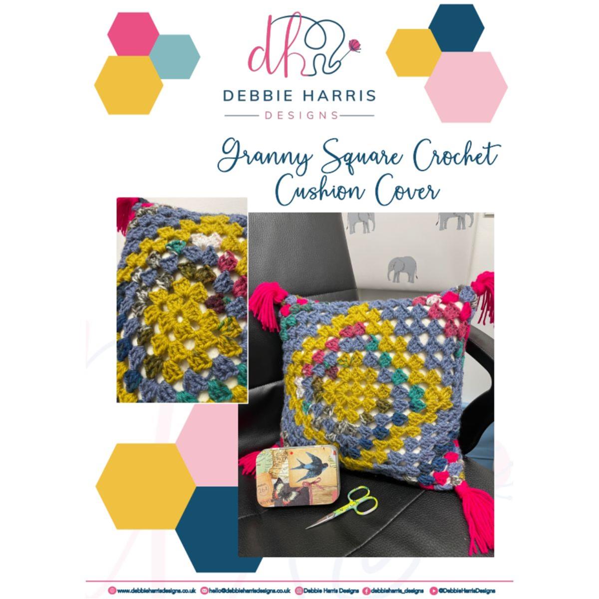 Debbie Harris Designs Granny Squares Crochet Cushion Cover Instructions ...