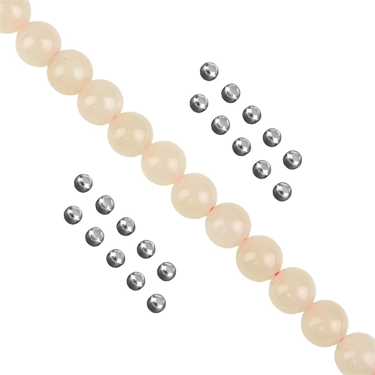 155cts Blush Pink Khotan Nephrite Jade Plain Rounds Approx 6mm , 60cm ...