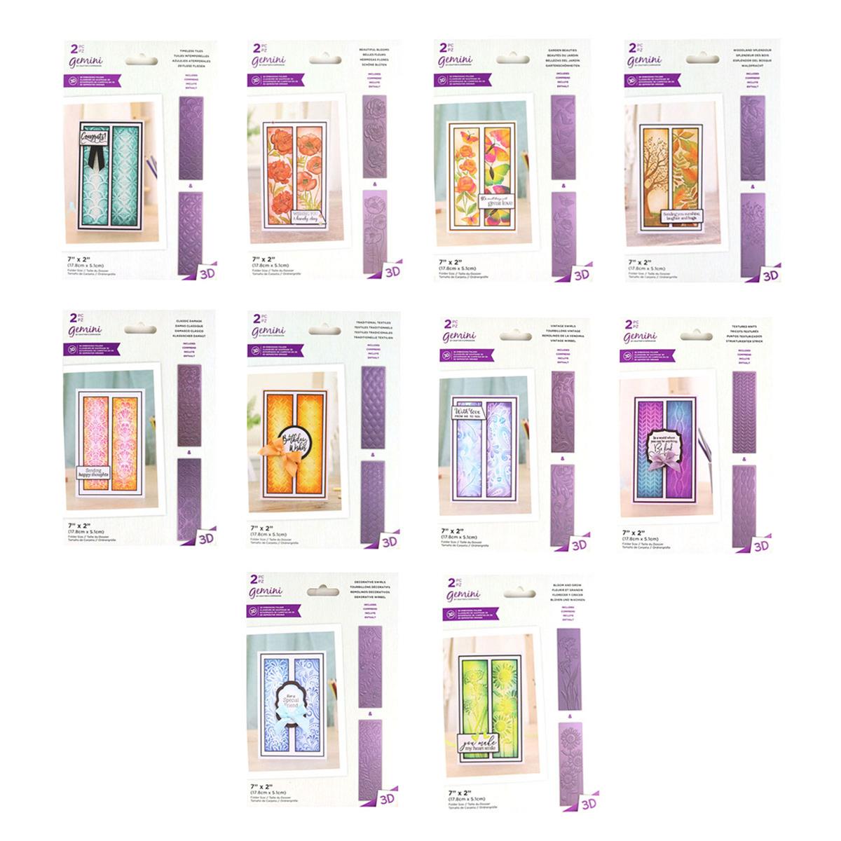 Gemini 3D Panel Embossing Folders 20PC Complete Collection with FREE ...