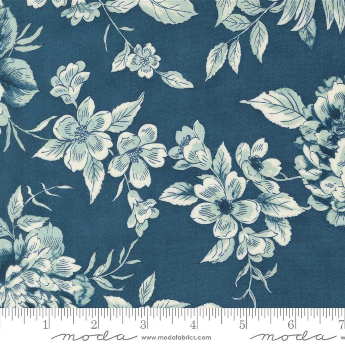 Moda Sandalwood Florals Indigo Extra Wide Backing Fabric 0.5m (274cm ...