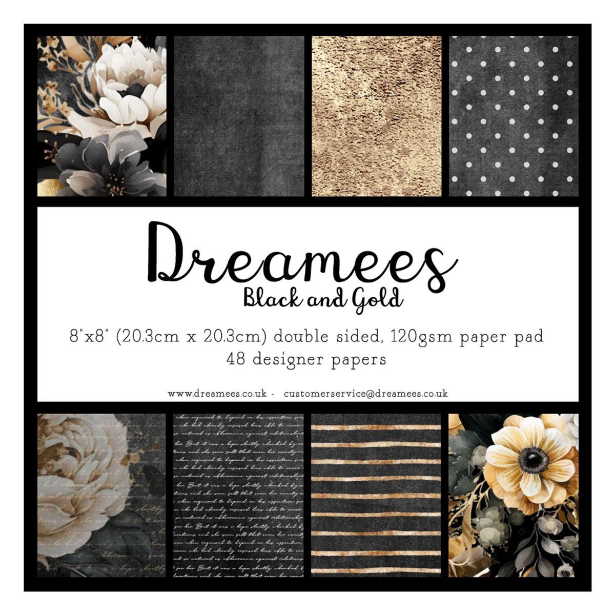 Dreamees - Black and Gold 8x8 Paper Pad- 48 Sheets, 120gsm uncoated ...