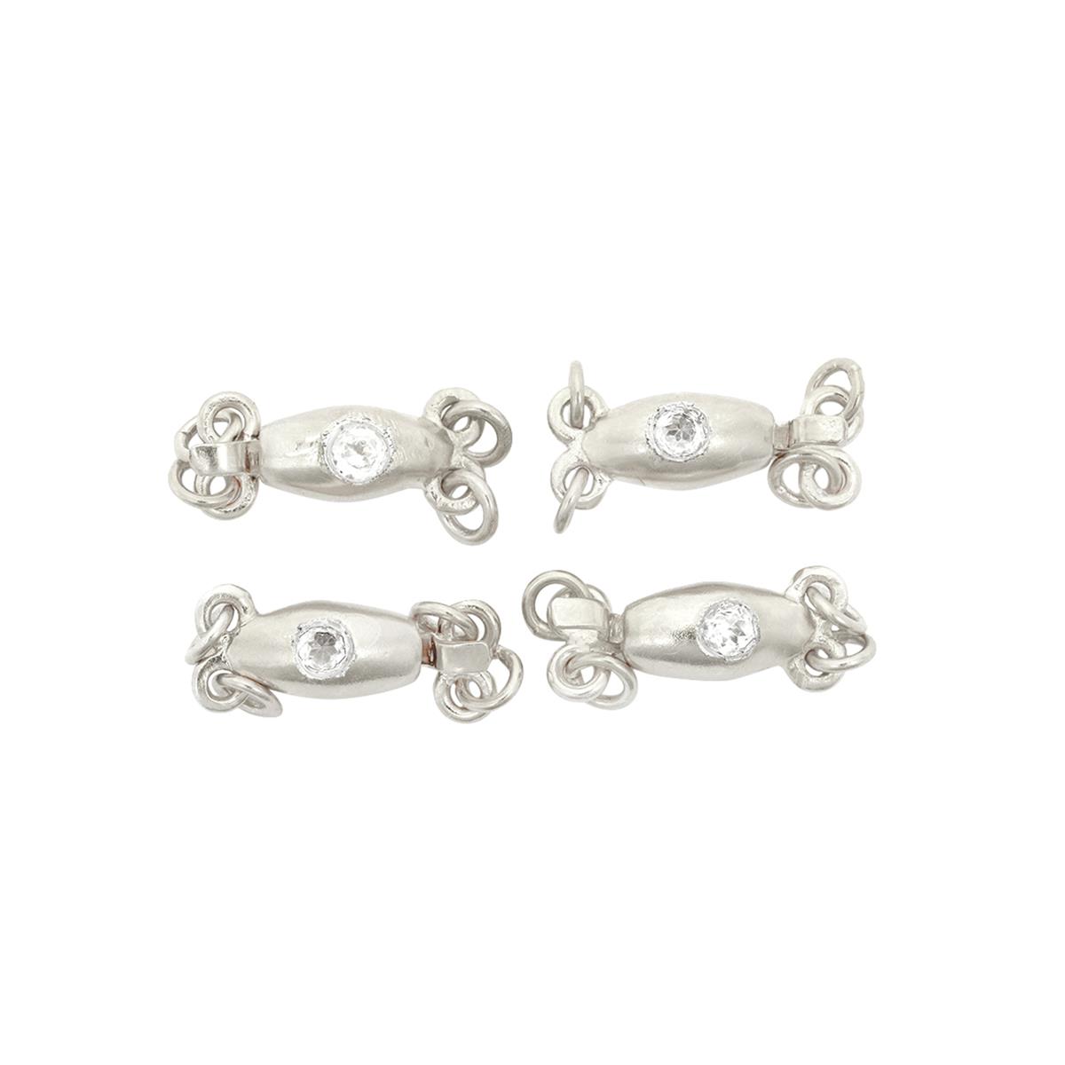 925 Sterling Silver 2 Strand Bullet Box Clasp Set with 0.57ct White ...