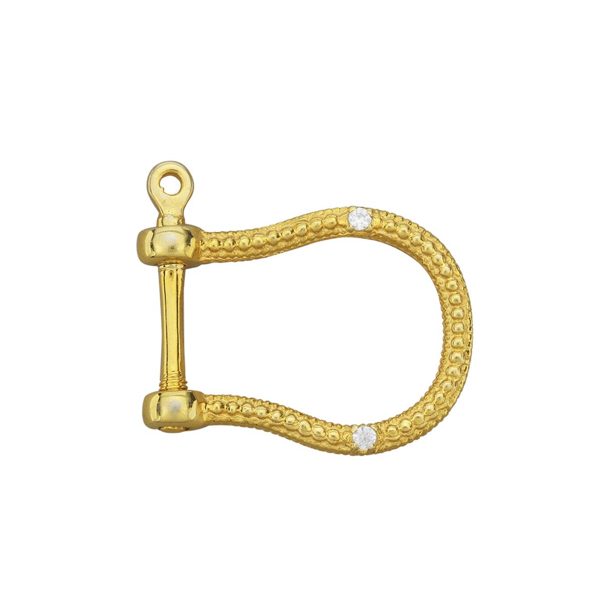 Gold plated 925 Sterling Silver Screw Pin Clasp Set 22x17mm with White ...