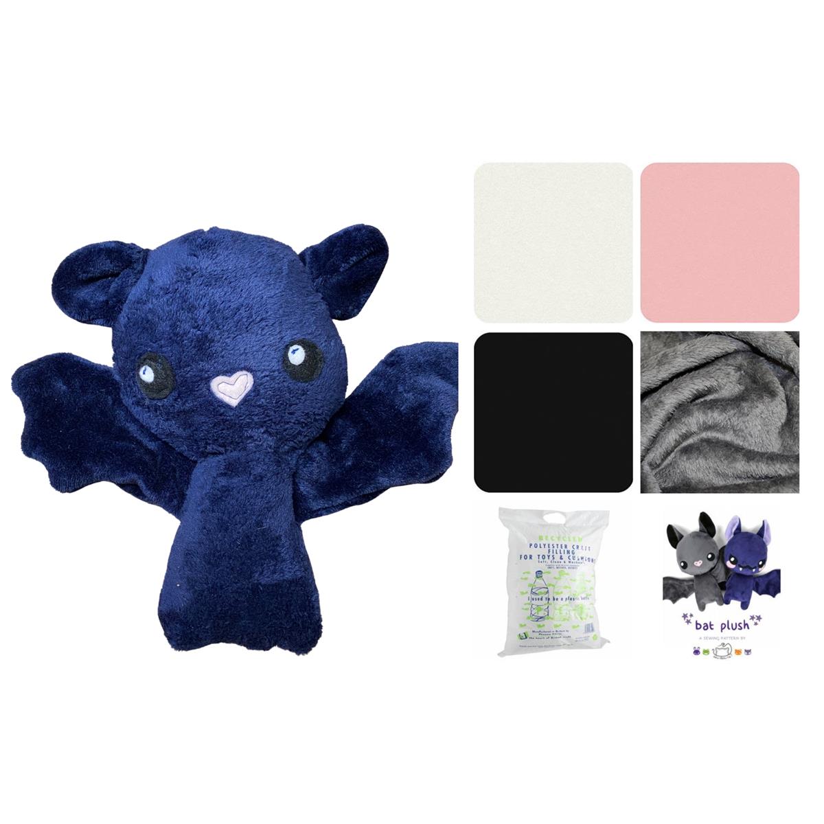 Dark Grey Bat Plush Kit: Free Instructions, Fabric (0.5m), Felt (3pcs ...
