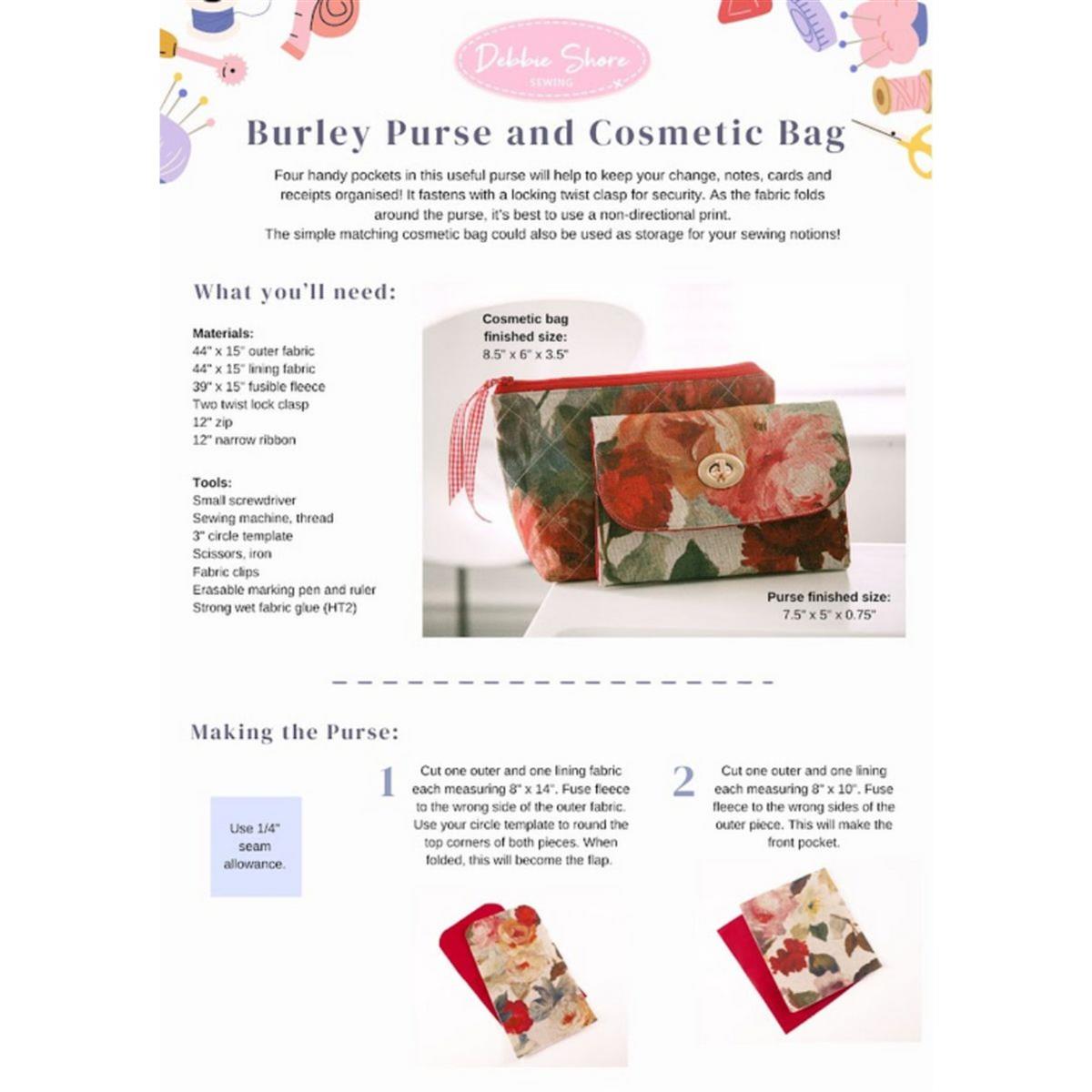 Debbie Shore Burley Purse and Cosmetic Bag Instructions | SewingStreet