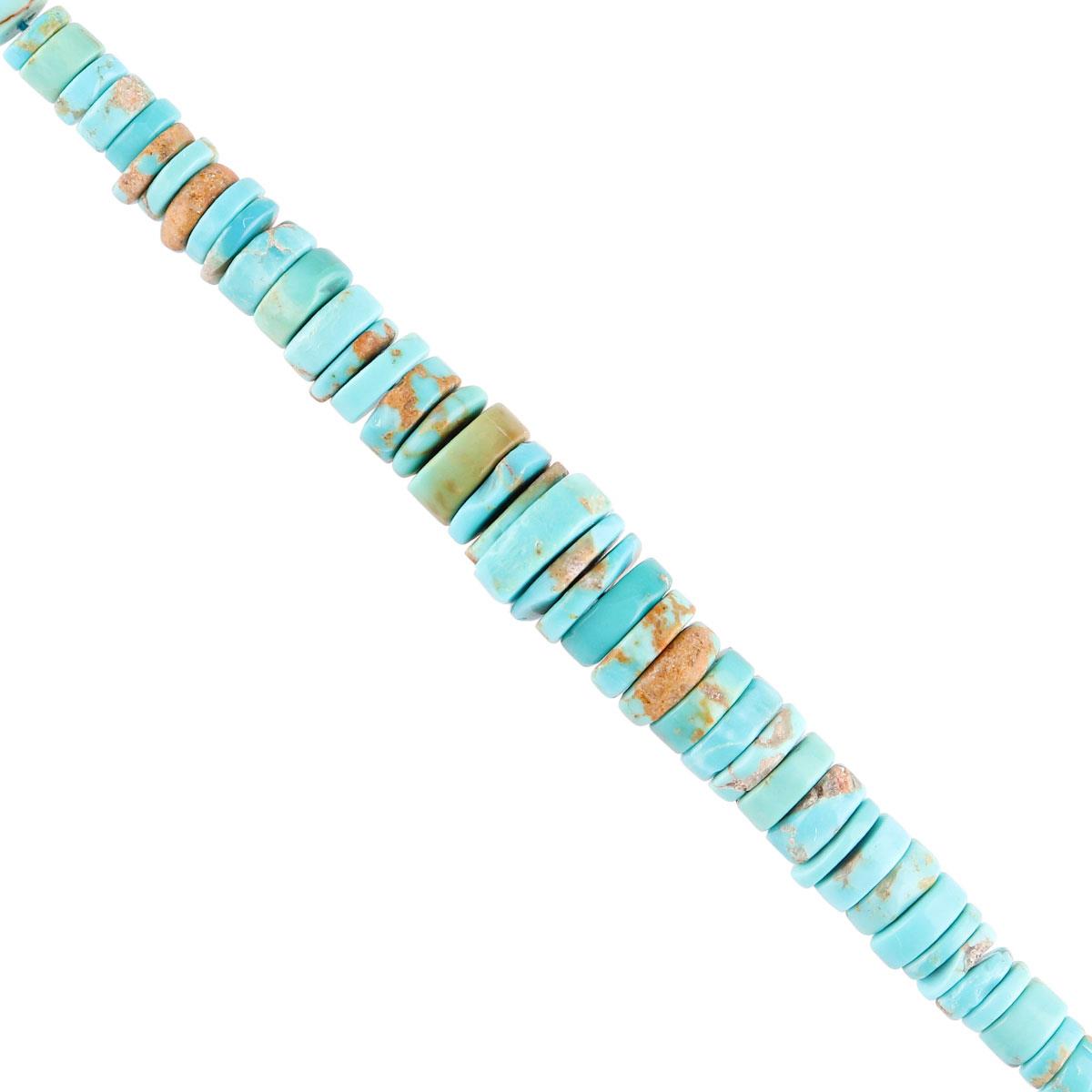 25cts Turquoise Graduated Plain Wheels Approx 2X1 to 9x2mm, 8cm Strand ...