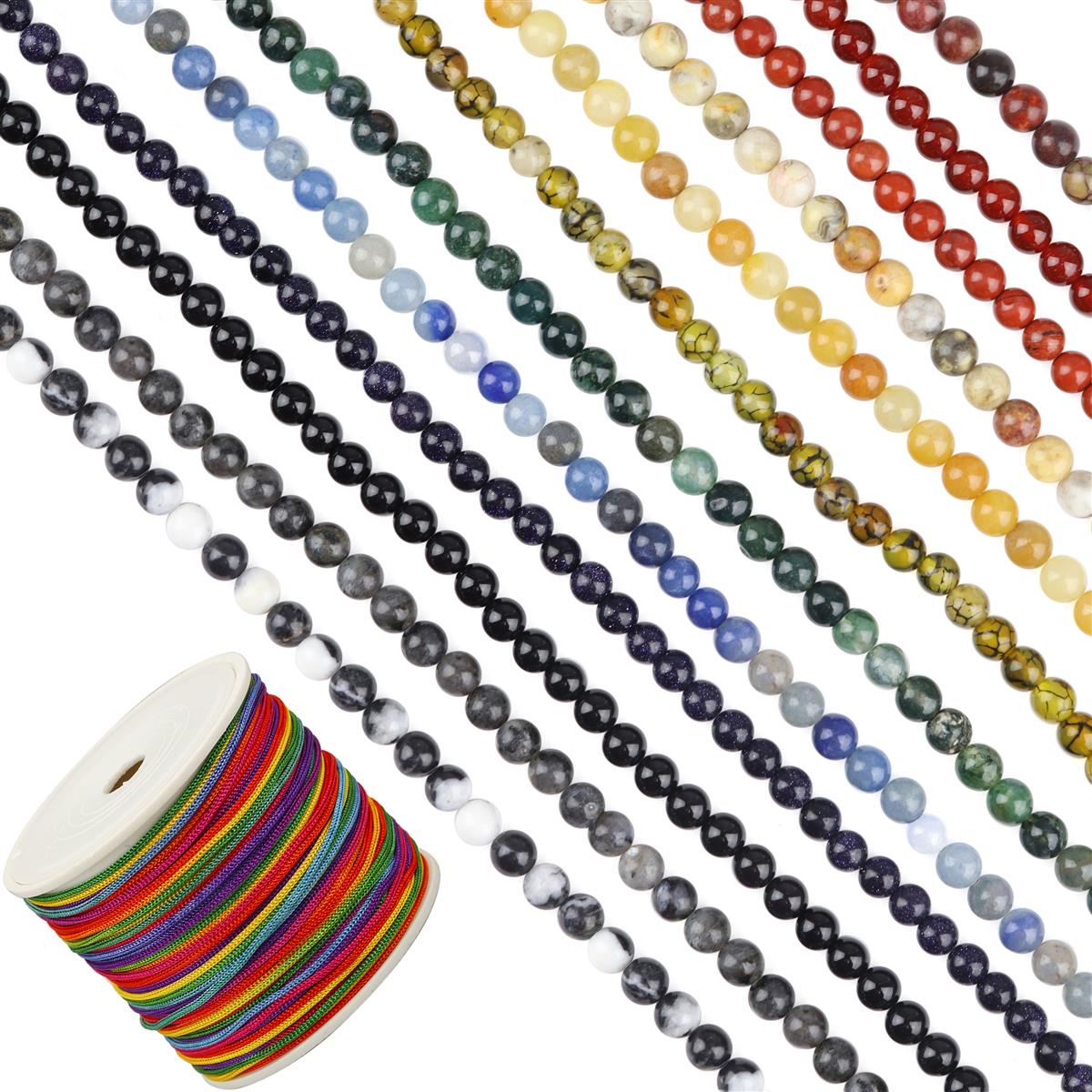 Rainbowlicious! - 12 x 38cm Strands of Approx 6mm Round Beads & 10m ...