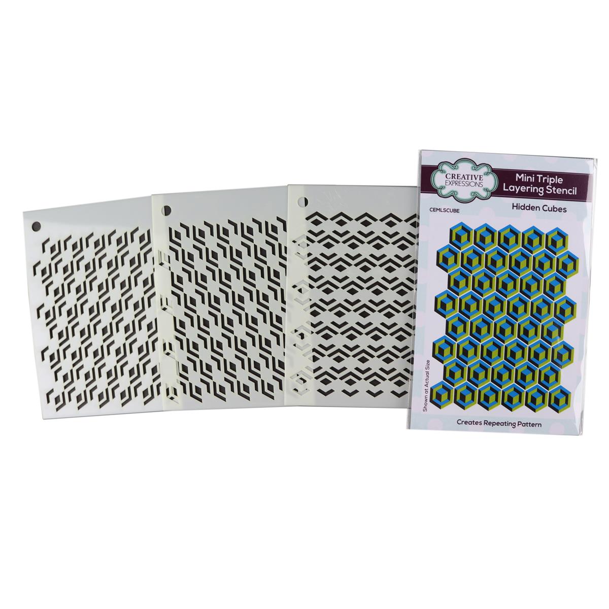 Creative Expressions Hidden Cubes Mini Triple Layering Stencil 4 in x 3 ...