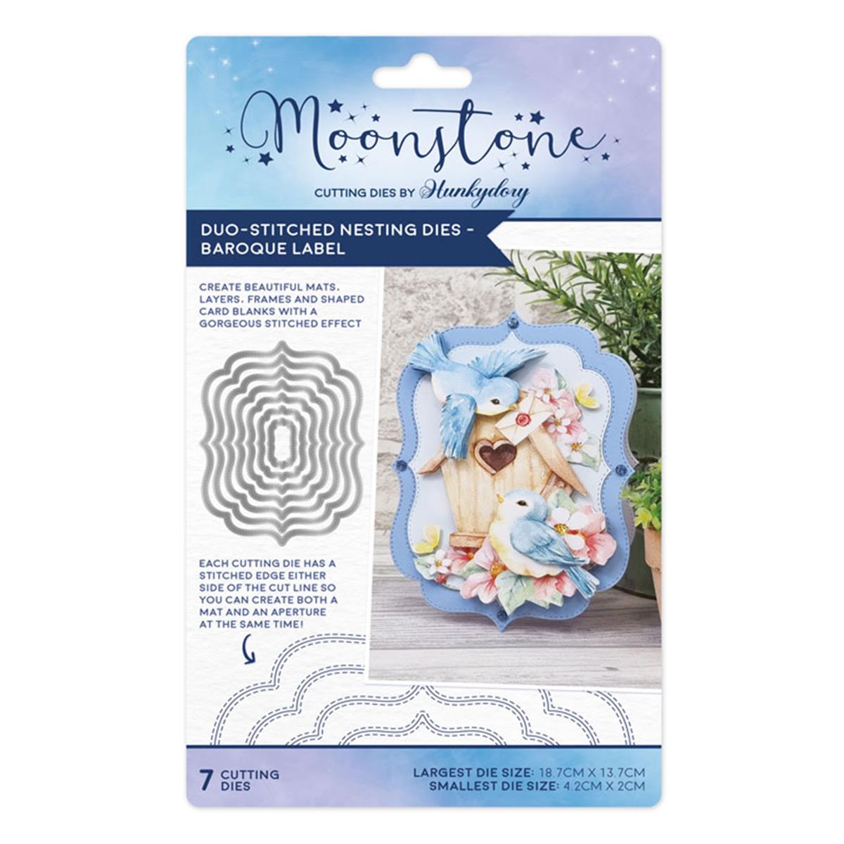 Moonstone Dies - Duo-Stitched Nesting Dies - Baroque Label | HobbyMaker