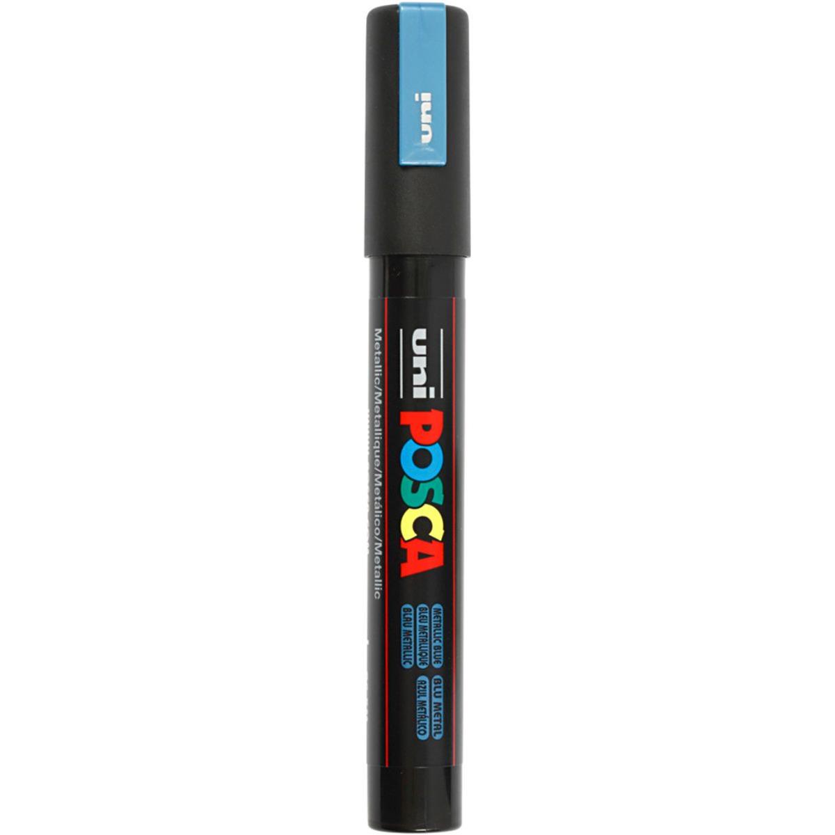 Posca Marker, metallic blue, no. PC-5M, line 2,5 mm, 1 pc | HobbyMaker