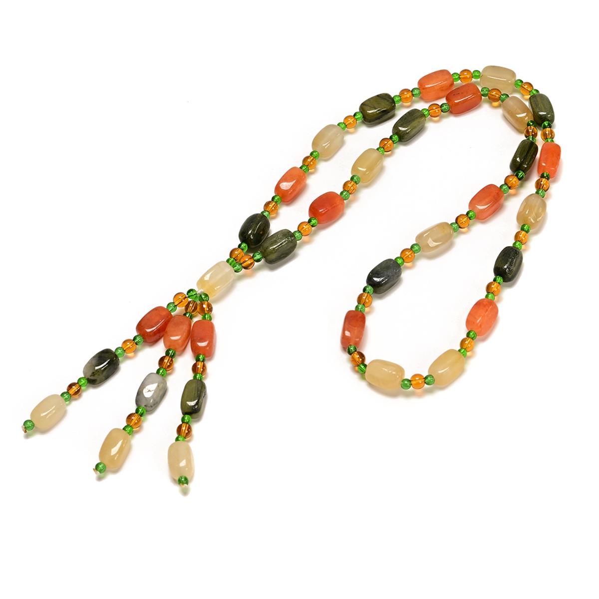 300cts Golden Silk Quartzite jade Tumbled Stones Necklace, Approx 9 ...