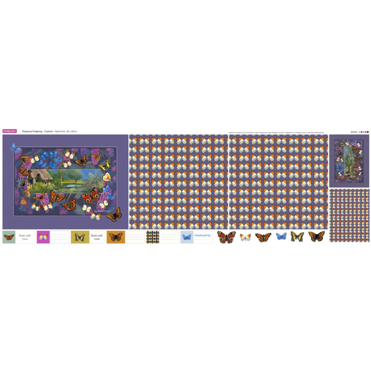 Pollyanna Pickering Butterflies Cushion Fabric Panel (140 x 45cm ...