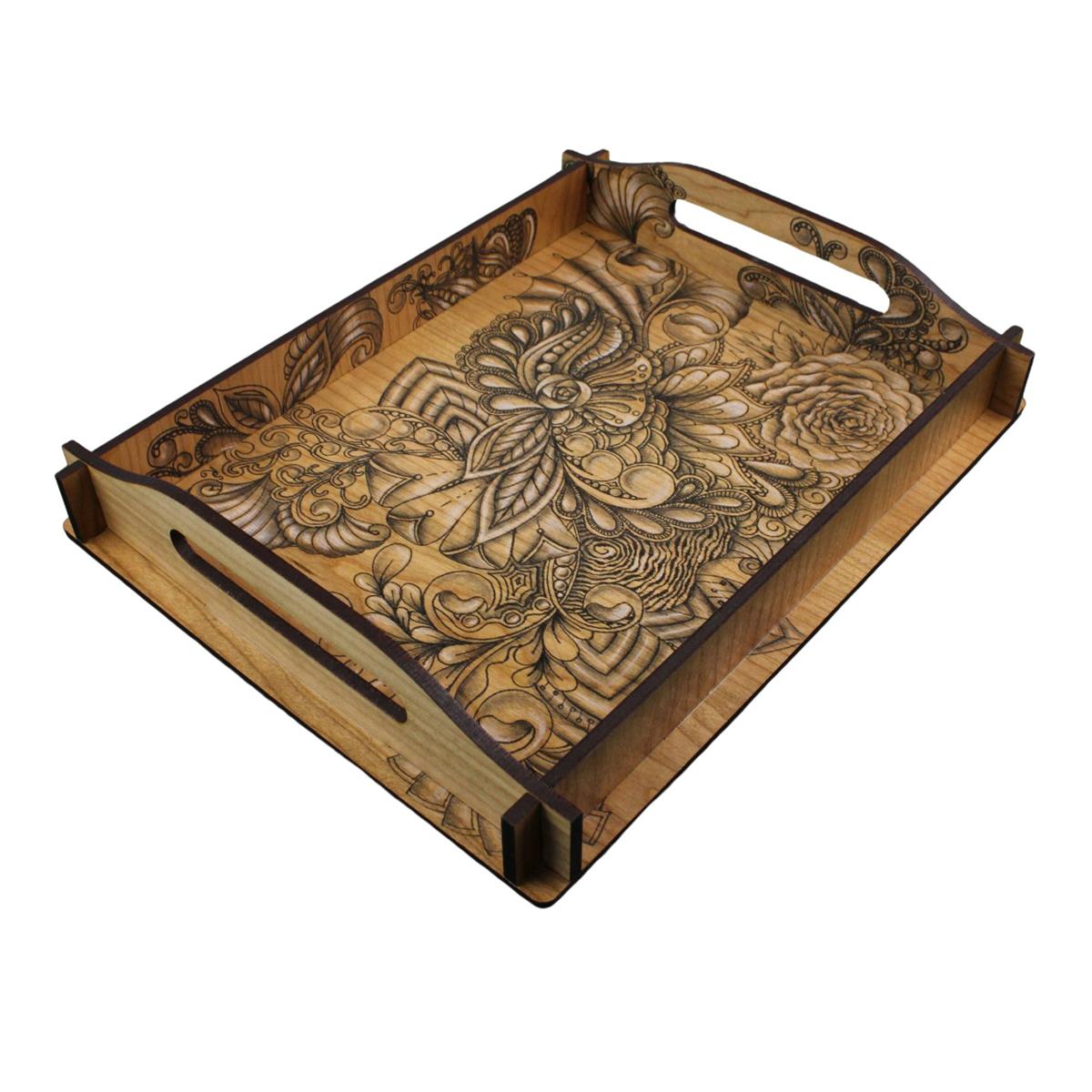 Sanntangle - Time For a Brew Cherry Wood Veneer Tray | HobbyMaker