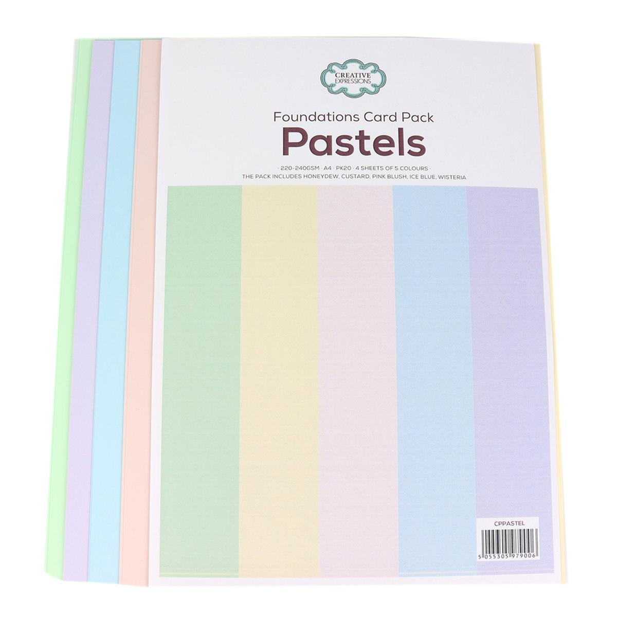 Creative Expressions Pastel Paper Pack 220-240gsm A4 Pk20 4 sheets of 5 ...