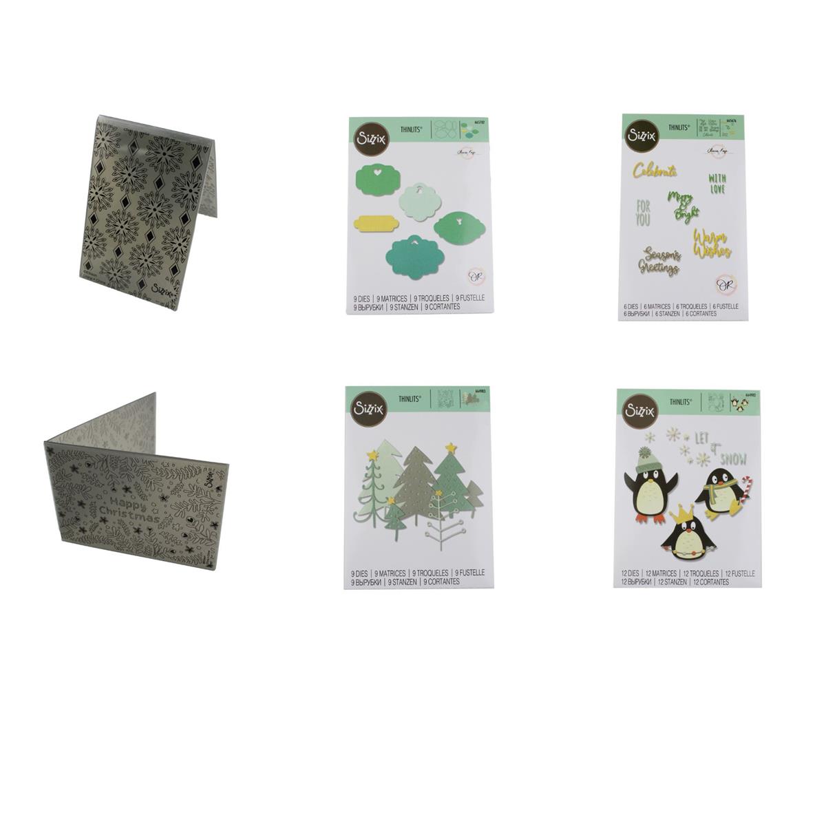 Sizzix Frosty Steal Deal - Inc; 4x Thinlits Die Sets & 2 x Embossing Folders. | HobbyMaker