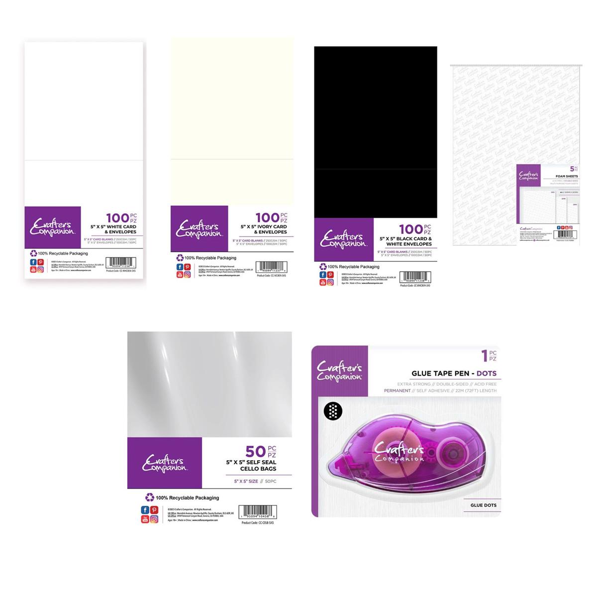 Crafter's Companion - Card, Envelope & Accessories Bundle with FREE A4 ...