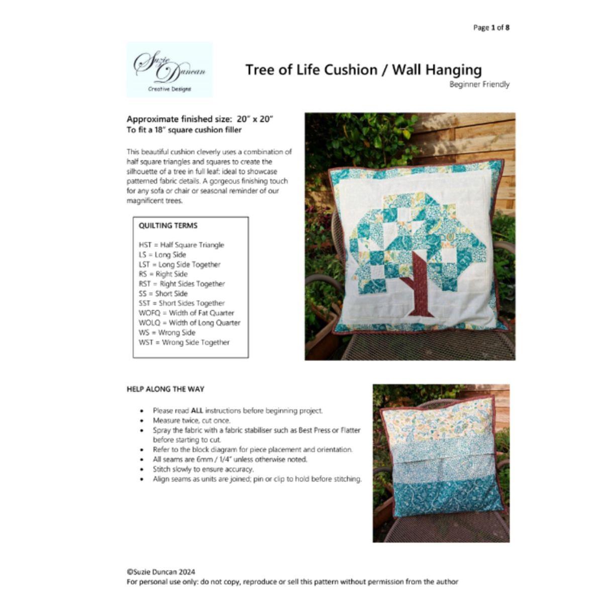 Suzie Duncan's Homegrown Tree of Life Cushion Instructions | SewingStreet