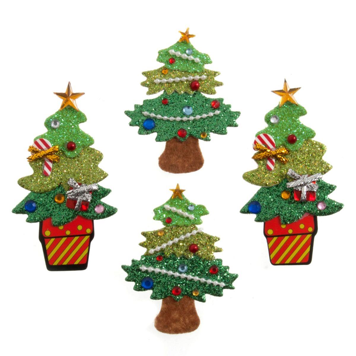 Craft Embellishment Glitter Christmas Trees Pack of 4 | SewingStreet