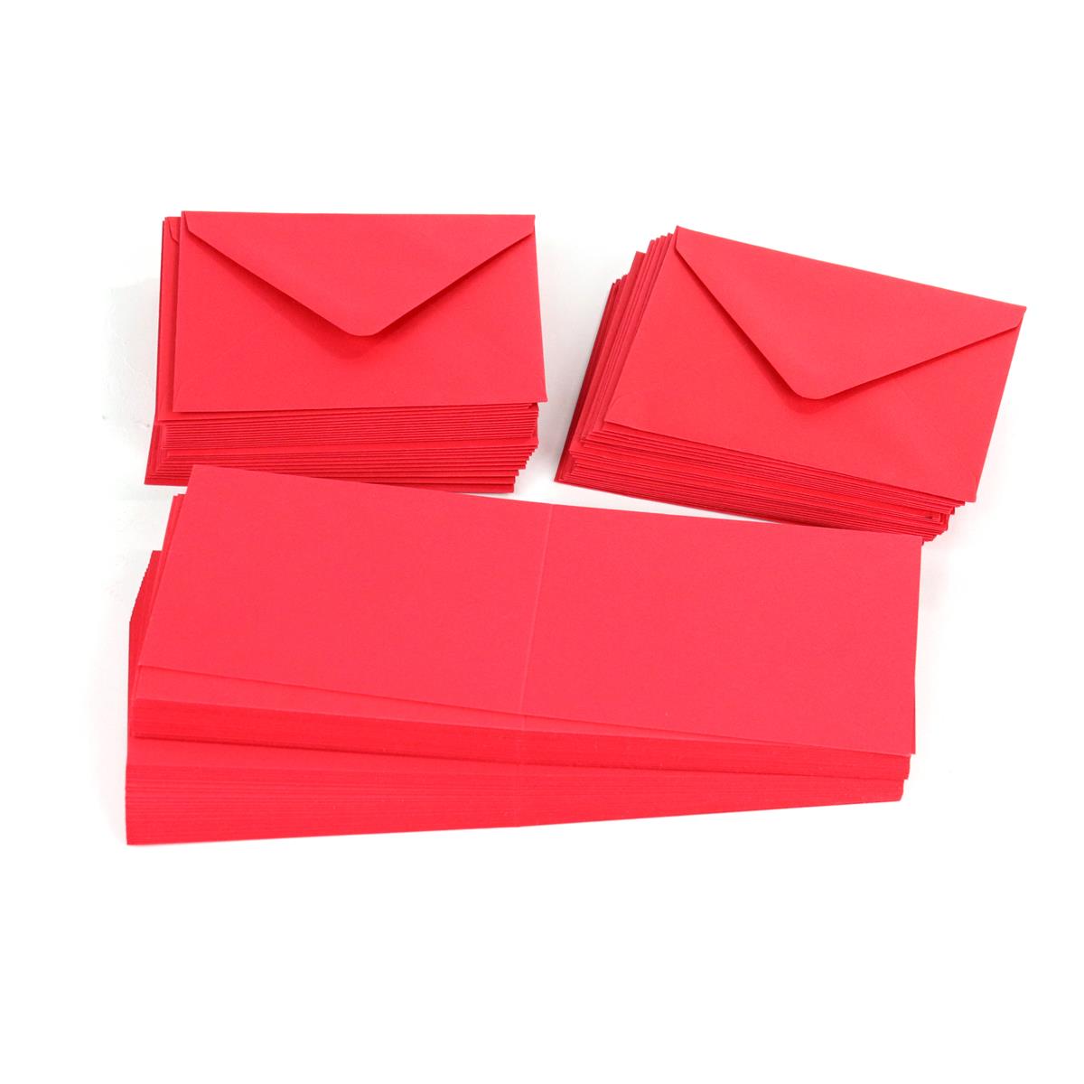 50 x A7 Red Cards - 270gsm & 50 x C7 Red Envelopes - 100gsm | HobbyMaker