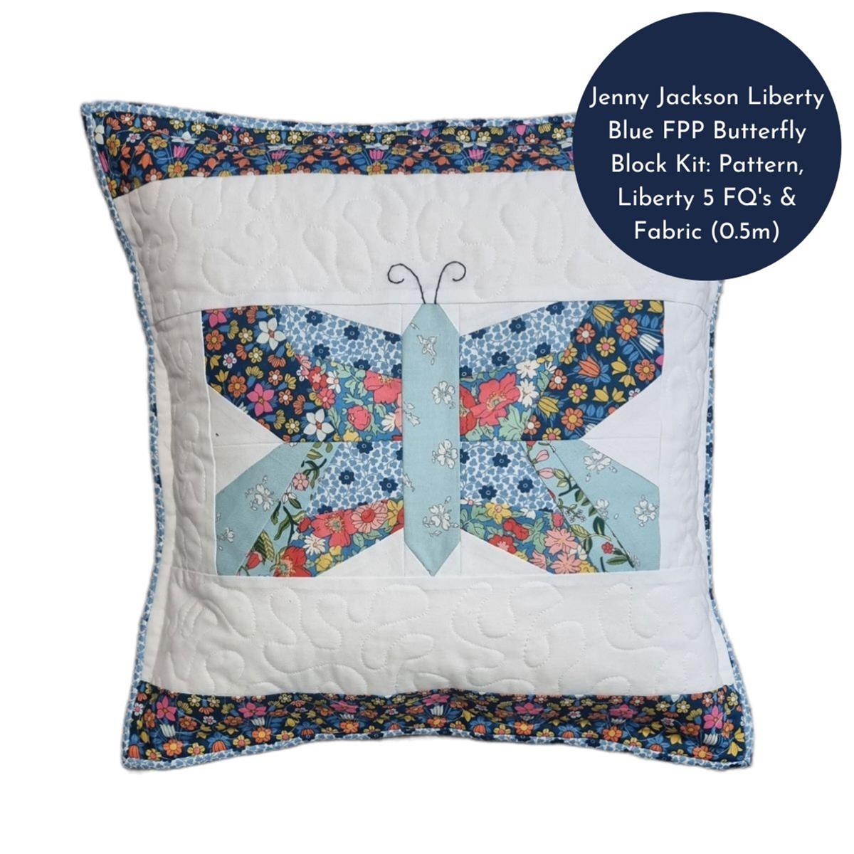 Jenny Jackon Liberty Blue FPP Butterfly Block Kit: Pattern, Liberty 5 ...