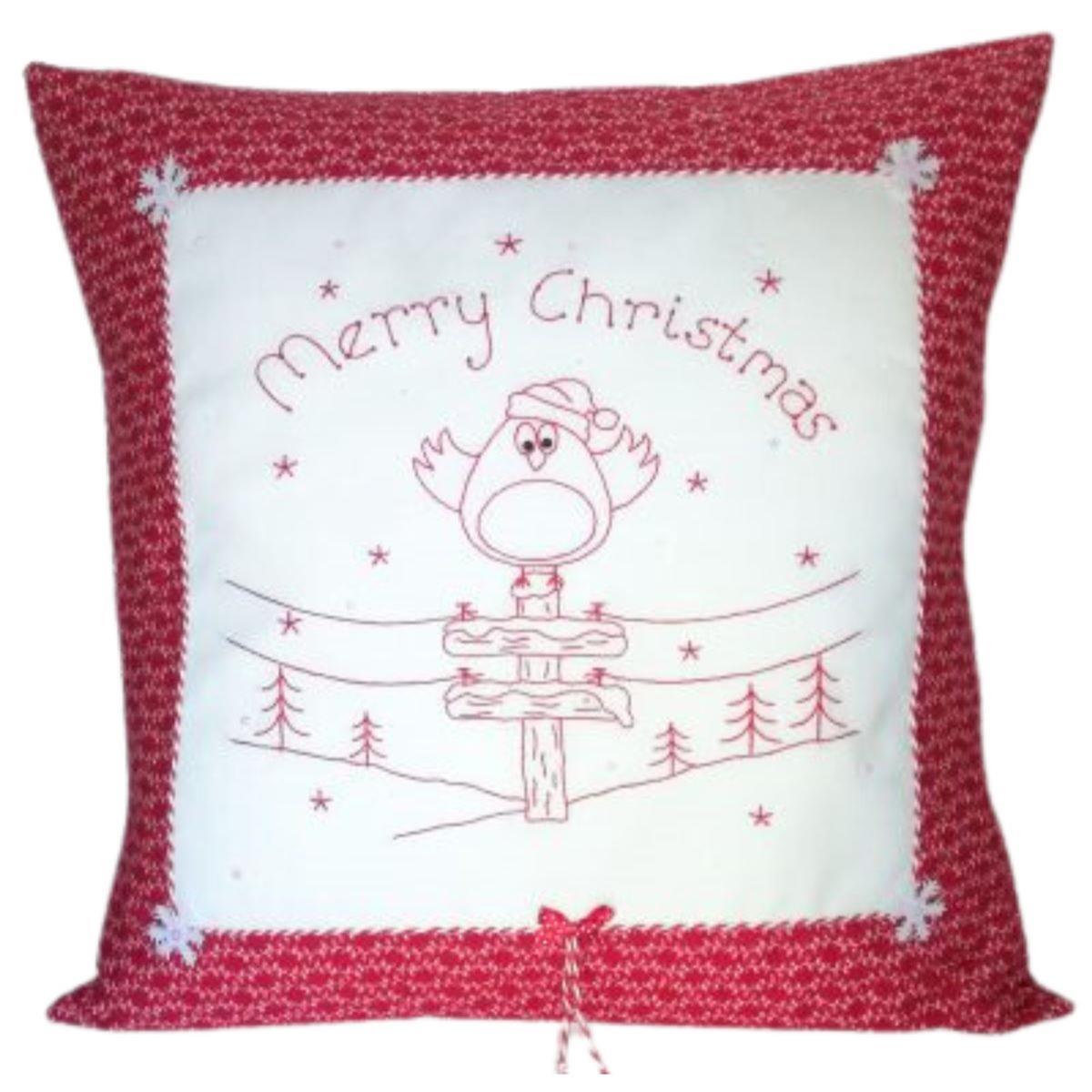 Endless Thread Design Redwork Robin Cushion | SewingStreet