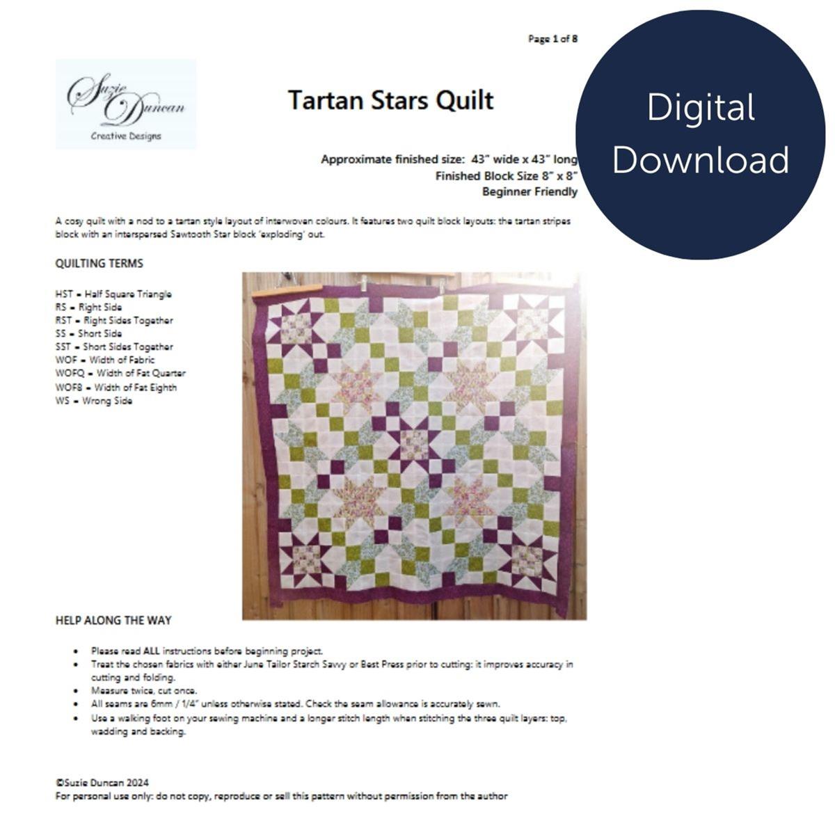 Suzie Duncan Nostalgia Tartan Stars Quilt Instructions Digital Download ...