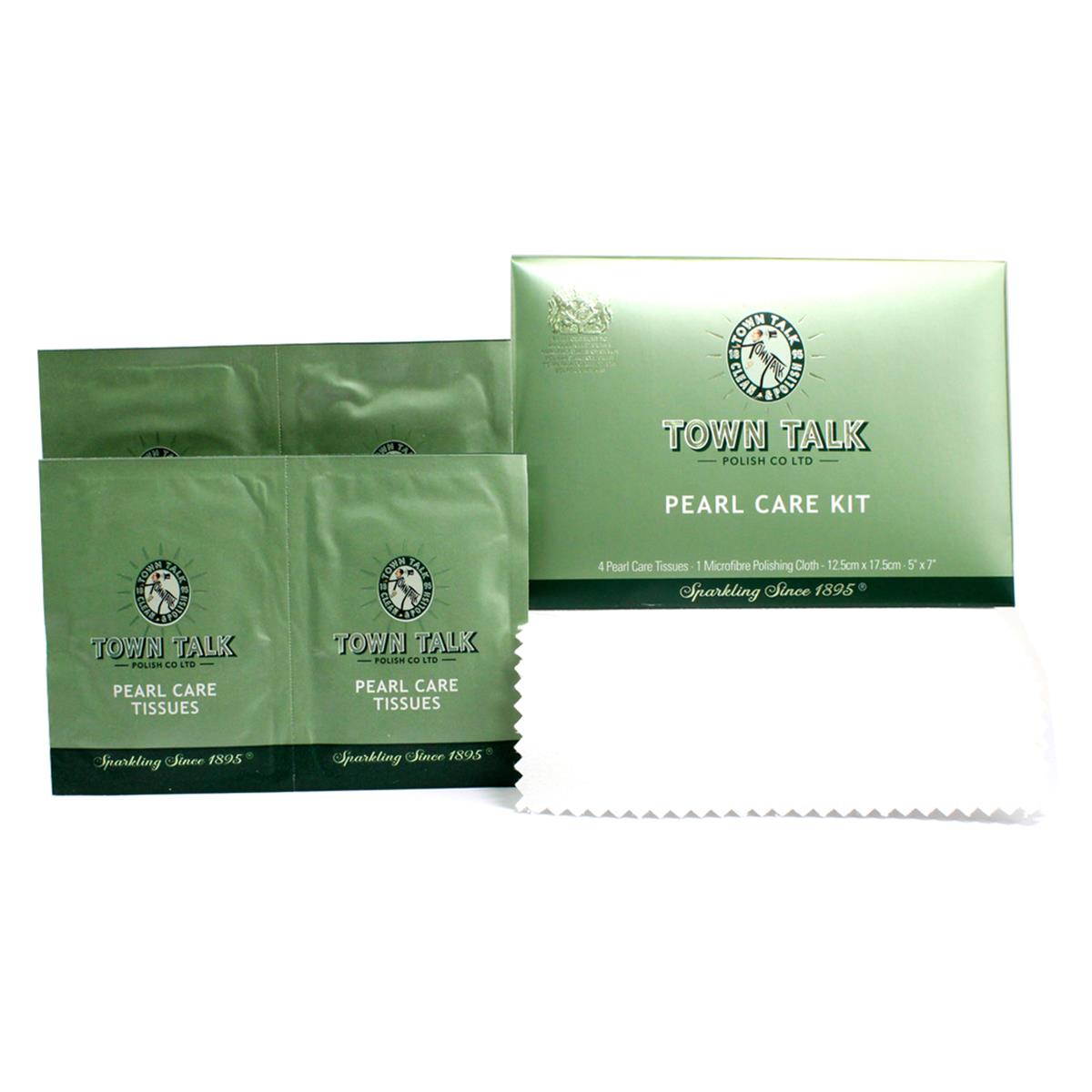 Town Talk Pearl Care Kit Wallet* 4 sachets & 5 x 7 Microfibre Polishing ...