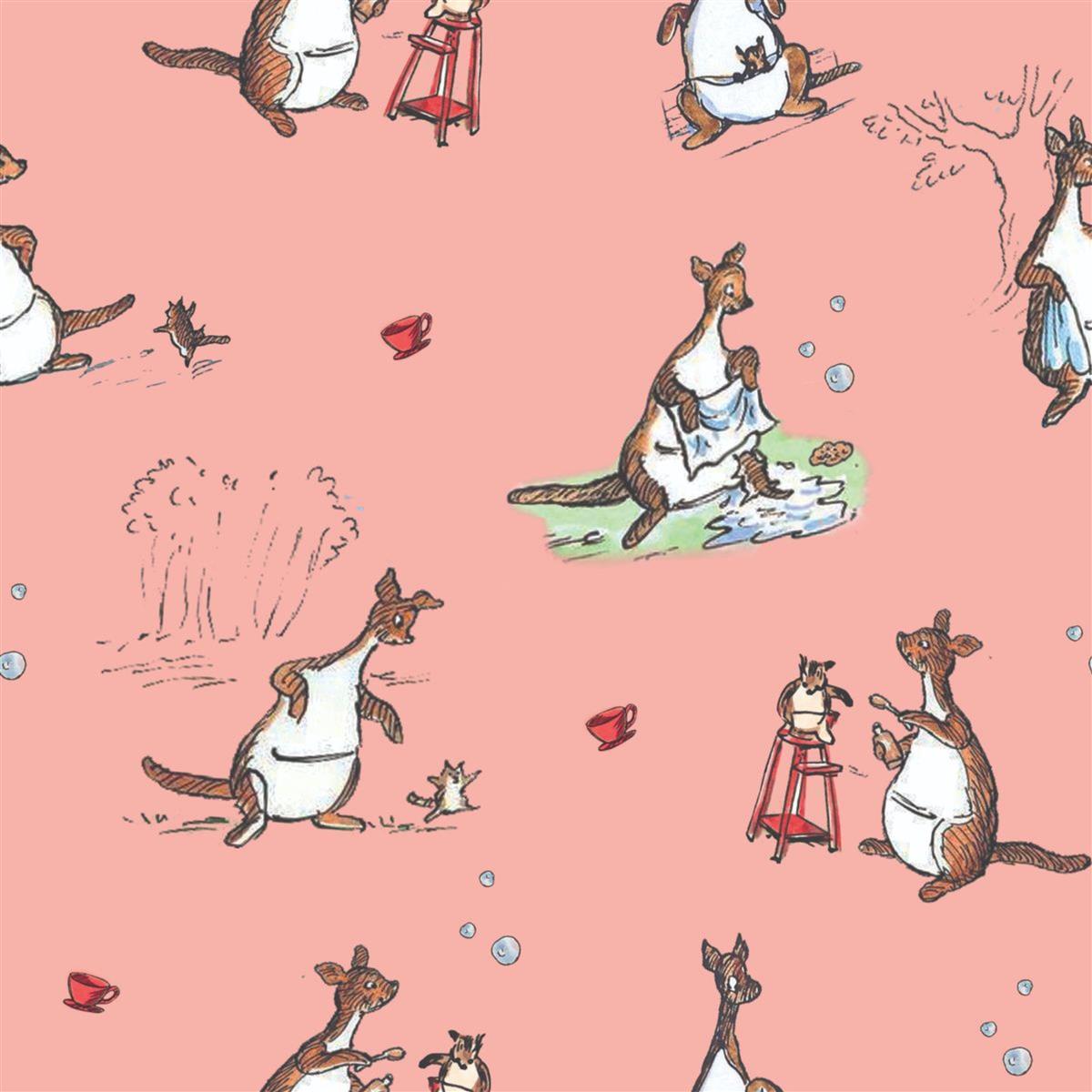 Winnie Characters Kanga & Roo Pink Fabric 0.5m | SewingStreet