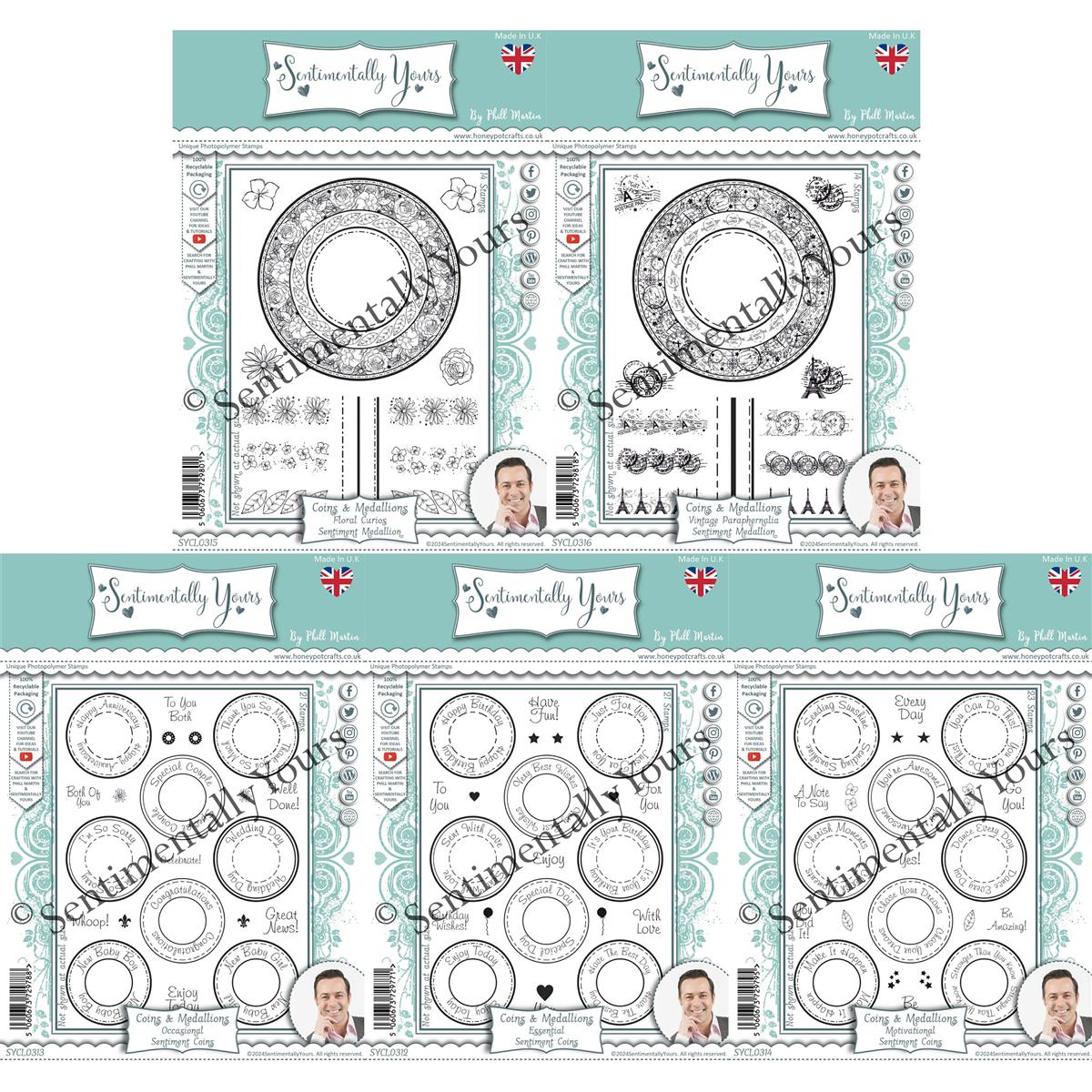 Sentimentally Yours Sentiment Coins & Medallion Wraps Stamp Collection ...