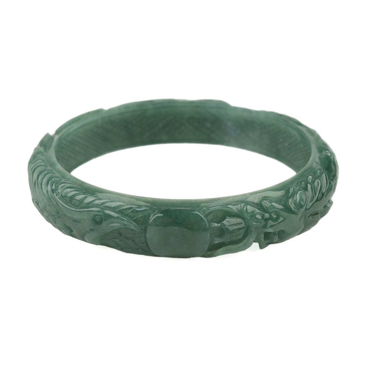 190cts Olmec Blue Jadeite Dragon and Phoenix Bangle ID 59-62mm ...