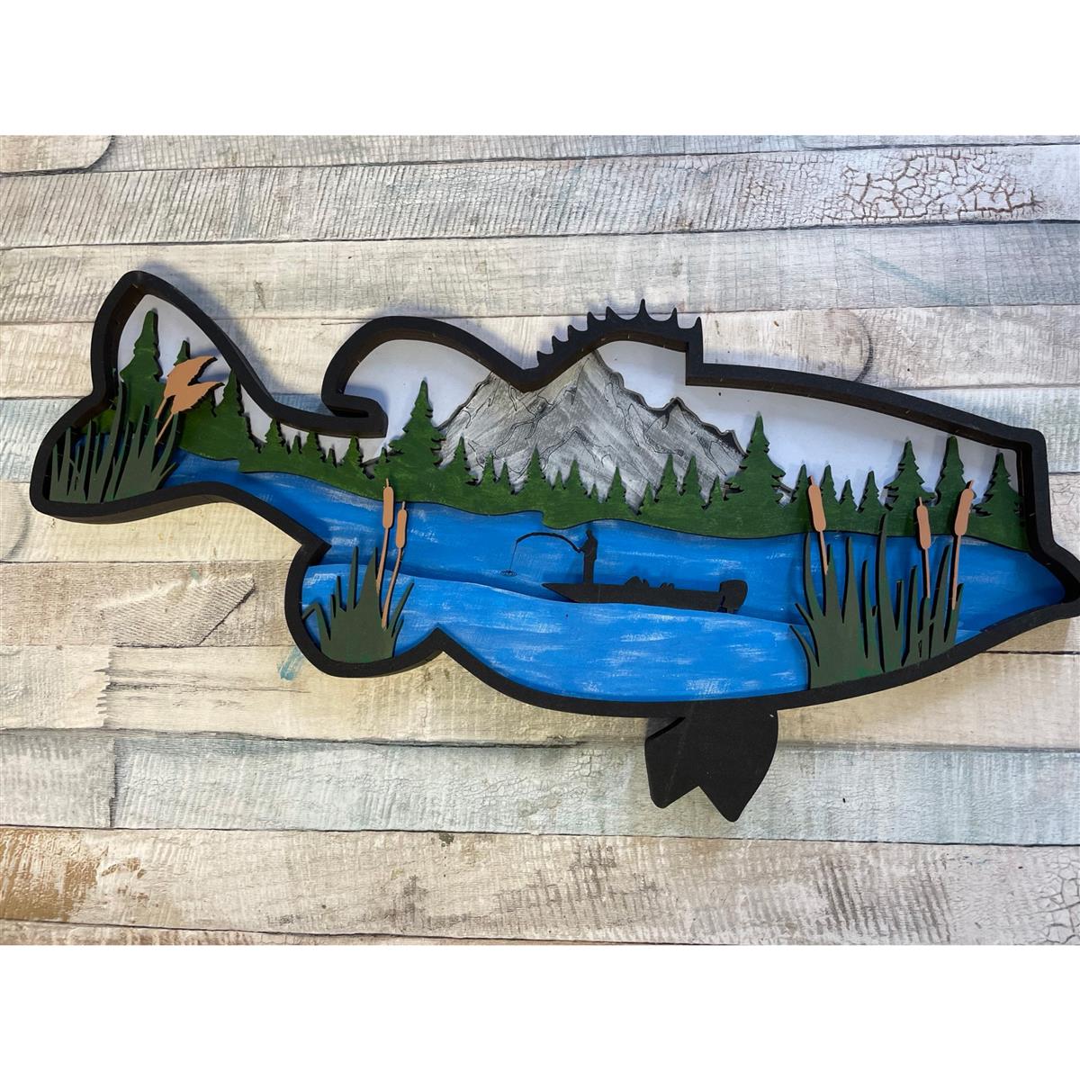 MDF Layered Bass, 4 layered Bass with fishing detail | HobbyMaker