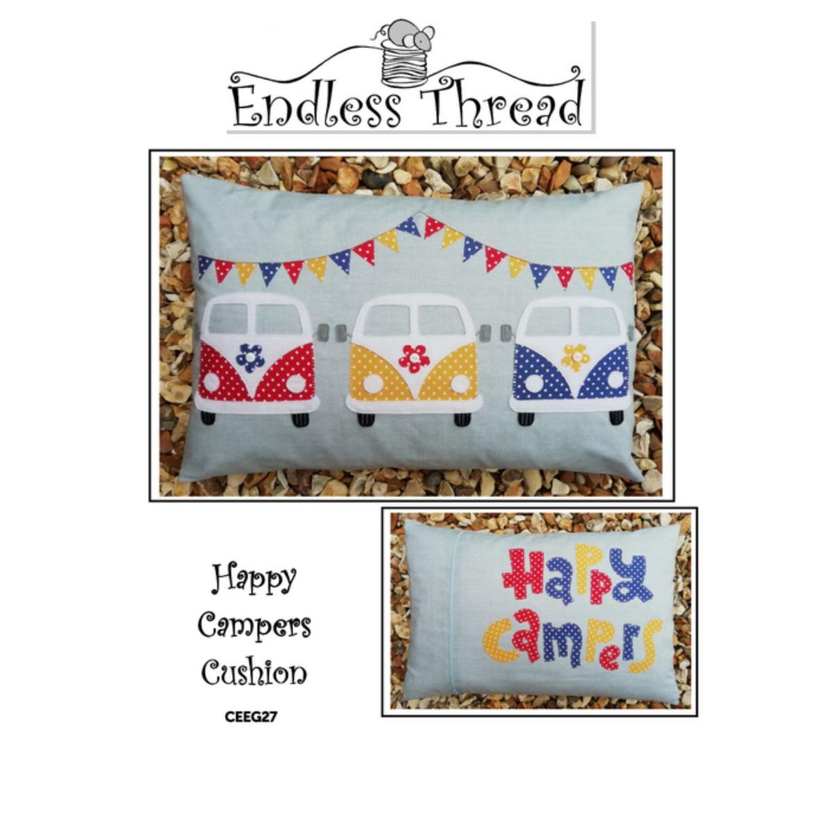 Endless Thread Happy Campers Cushion Pattern. | SewingStreet