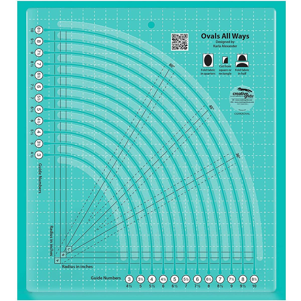 Creative Grids® Non-Slip Ovals All Ways Slotted Ruler | SewingStreet