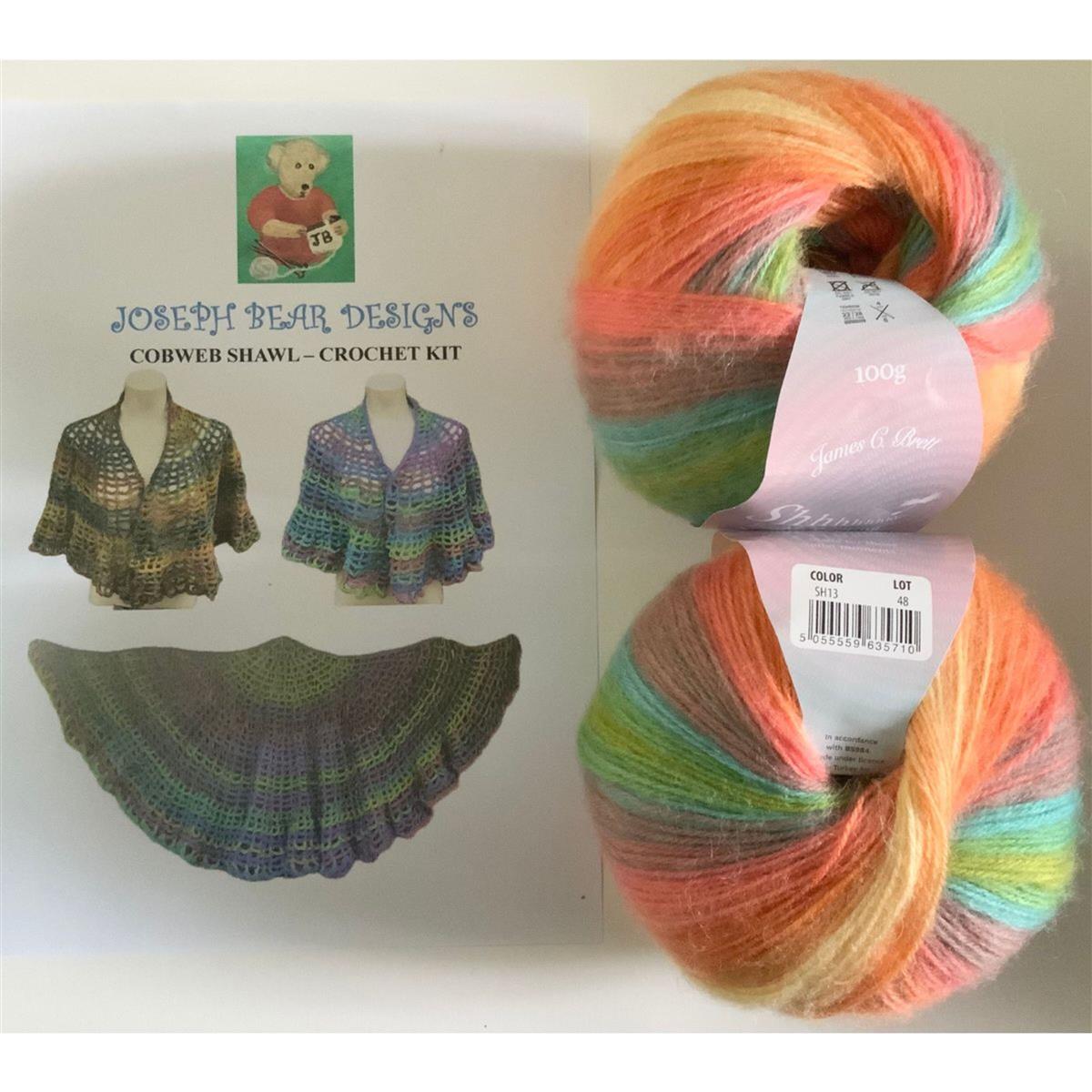 Joseph Bear Designs Cobweb Shawlette Tangerine Surprise (Shhh Yarn SH13 ...