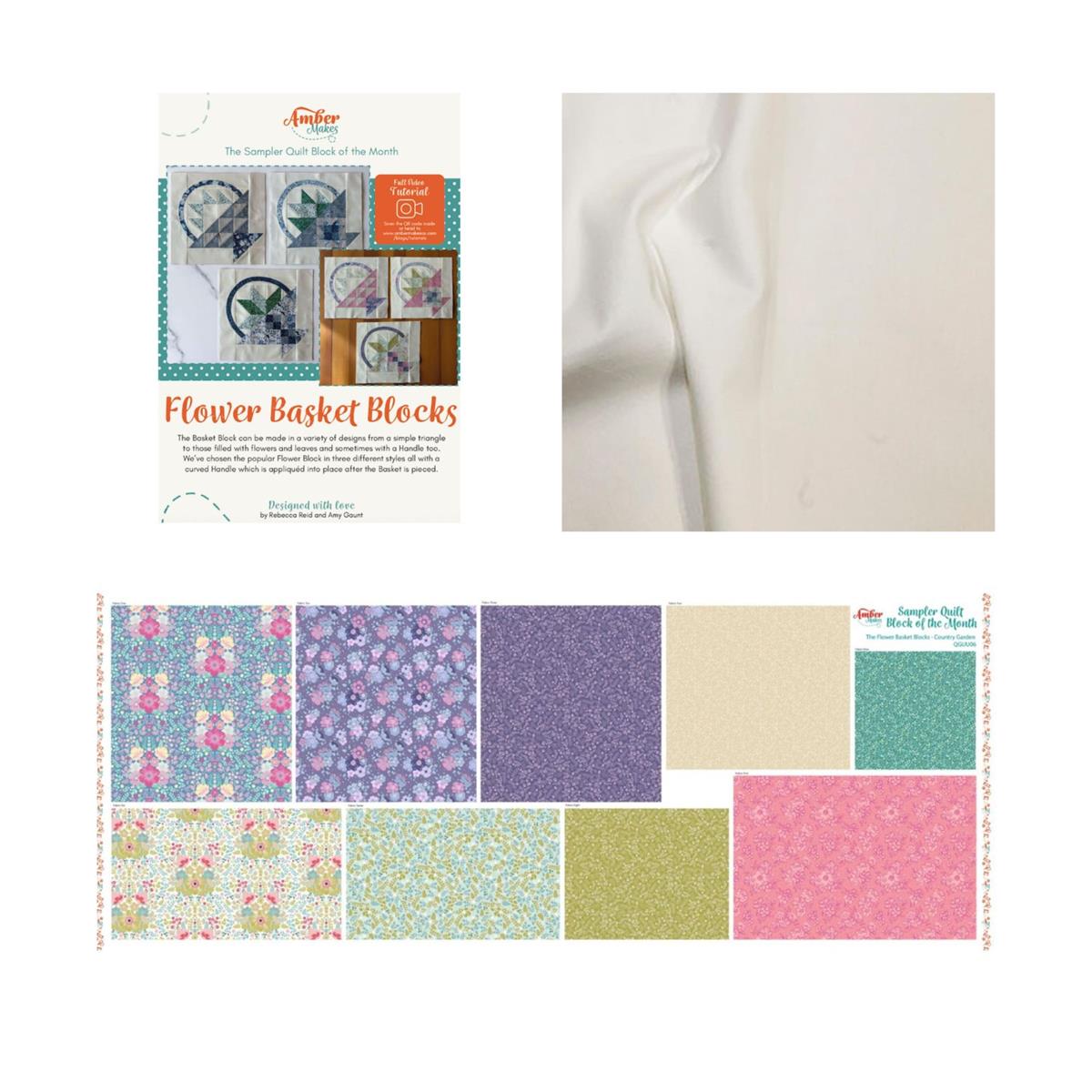 Amber Makes The Sampler Quilt Flower Basket Blocks Country Garden Kit ...