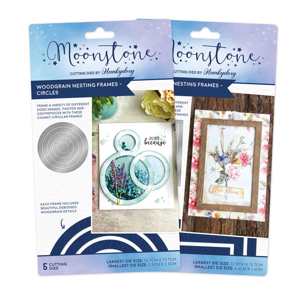 Moonstone Dies - Wood grain Circles & Rectangles Nesting Frames ...