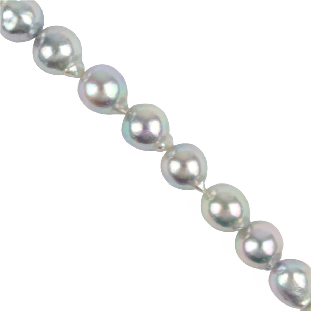 Blue Akoya Baroque Pearls, Approx 7-8mm, 20cm Strand | JewelleryMaker