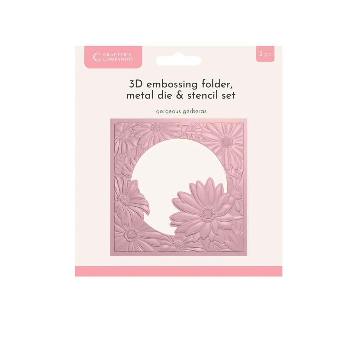 Crafters Companion 5.5” X 5.5” 3D Embossing Folder, Metal Die and Stencil Set - Gorgeous ...