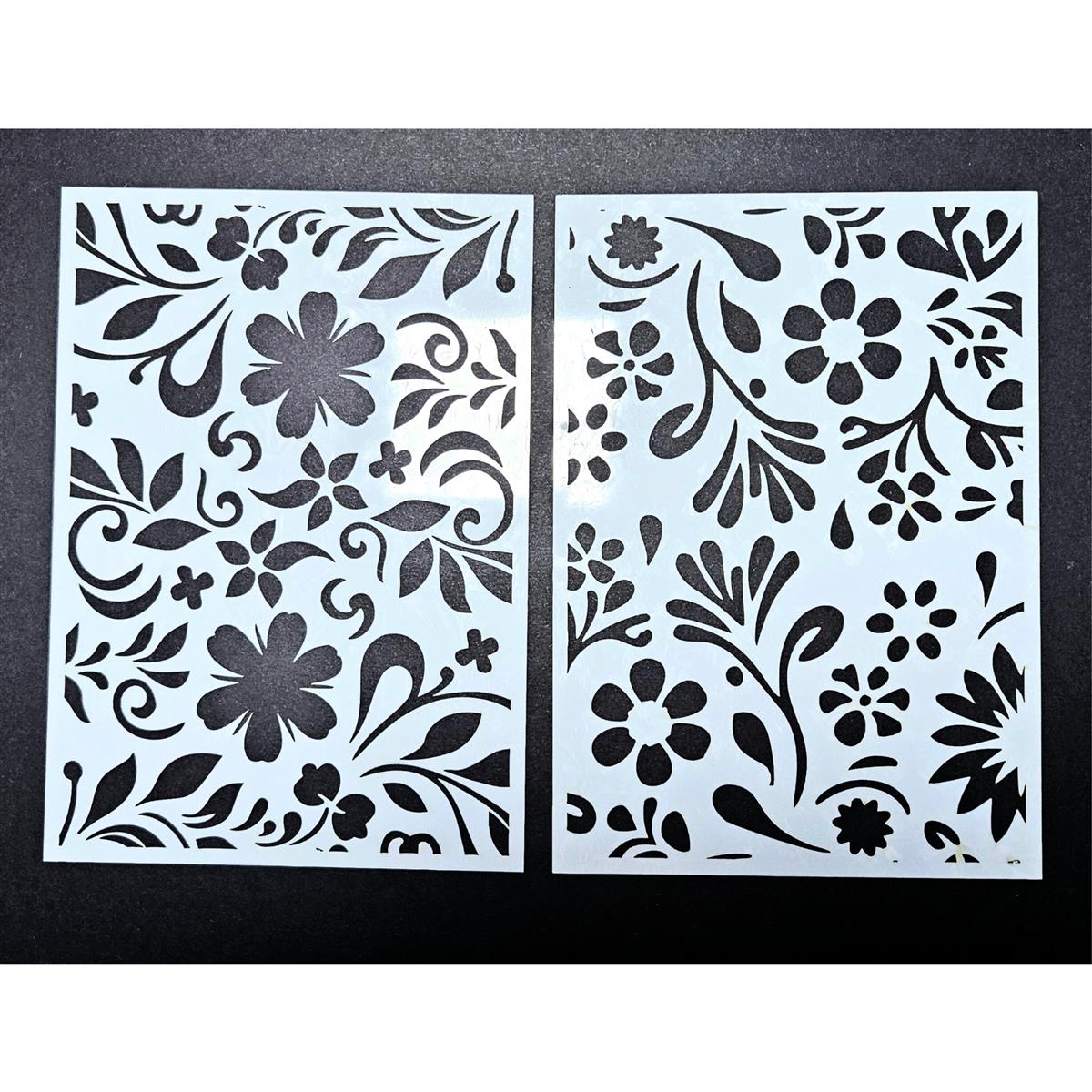 Pearlywinks- Floral Background Stencils x2 | HobbyMaker