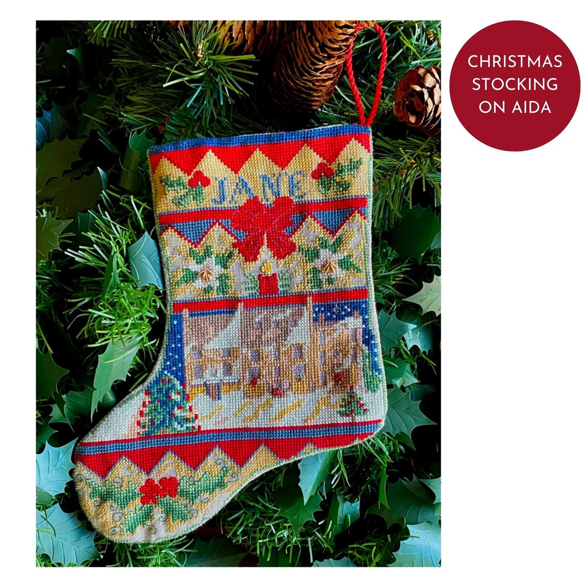 Cross Stitch Guild Cotswold Christmas Stocking on Aida | SewingStreet
