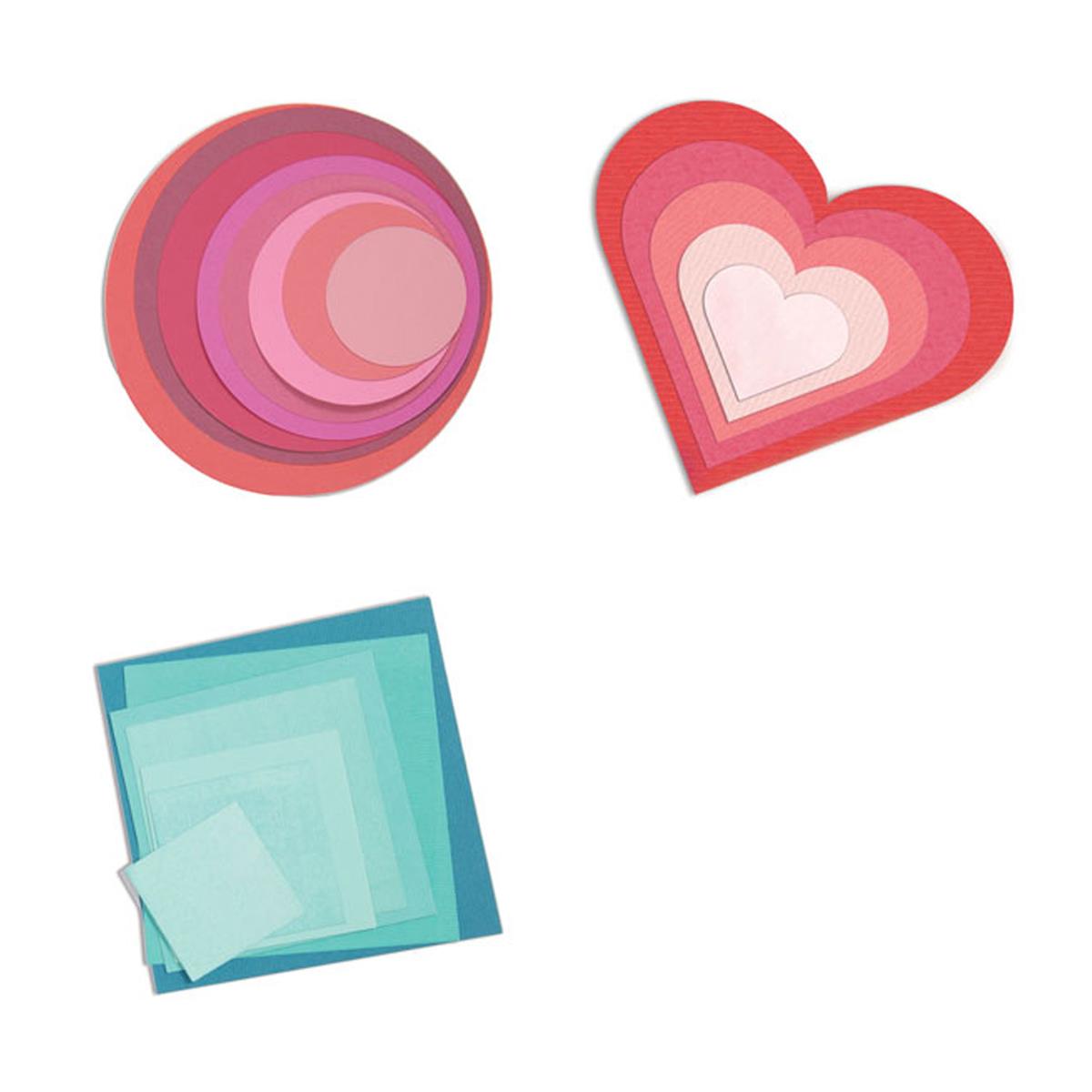 Sizzix - Basic Shapes Essentials Bundle, Inc; Heart, Squares & Circles | HobbyMaker