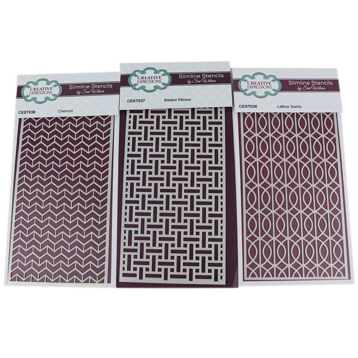 Set of 3 Creative Expressions Slimline Stencils by Sue Wilson | HobbyMaker